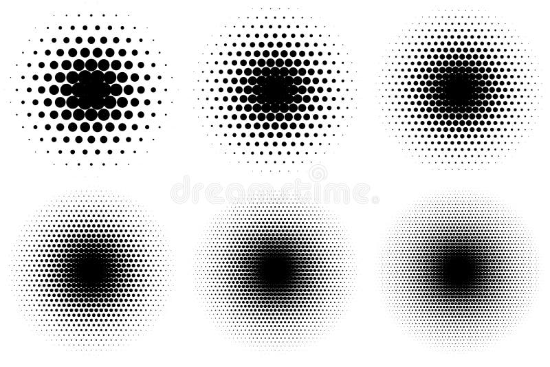 Circular Retro Halftone Radial Gradient Style Set Stock Vector ...