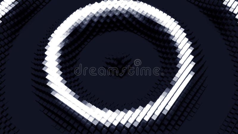 Circular Rings Moving in Waves To Center. Design. Pixel 3d Circles Move ...