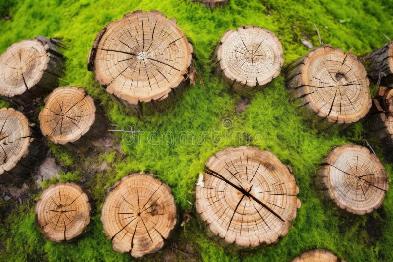 Circular Rings on a Tree Stump Stock Illustration - Illustration of ...