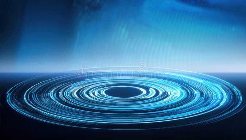 Circular Ripple Effect of Blue Water Drop with Light Shining on it ...