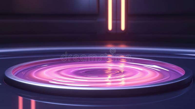 A Circular Ripple Effect in a Futuristic Setting, Illuminated by Neon ...