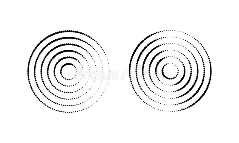 Circular Ripple Icons. Concentric Circles with Whole and Broken Lines ...