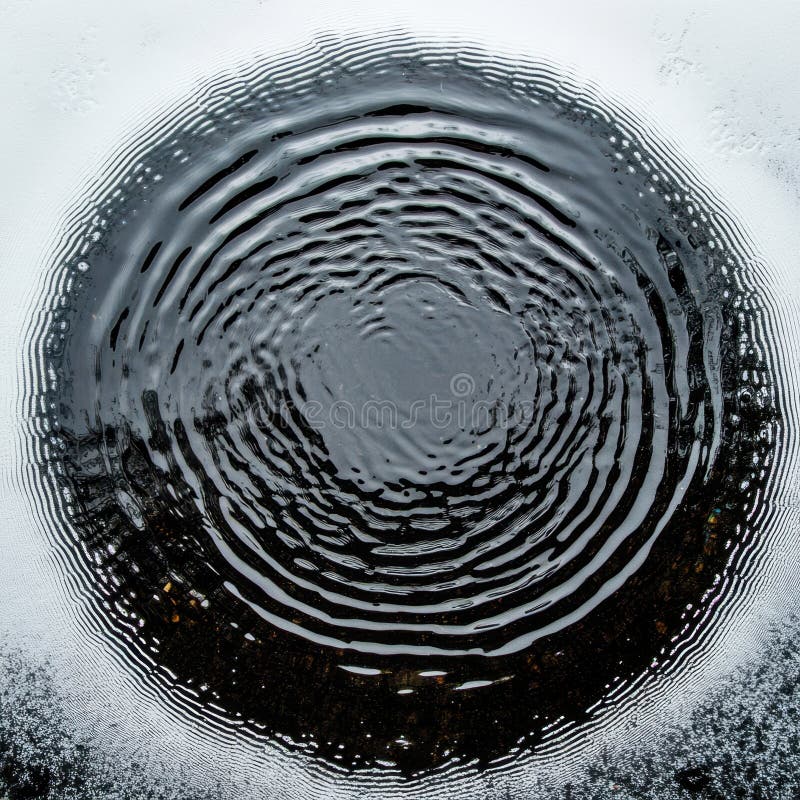 Circular Ripples Form in a Puddle on the Street, Showcasing the ...