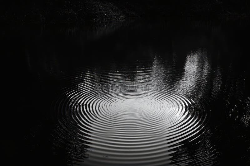Circular Ripples Form on a Tranquil Water Surface, Creating a Serene ...