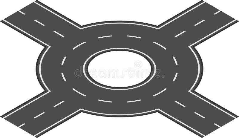 Circular Road Intersection Featuring Four Connecting Roads, Promoting ...