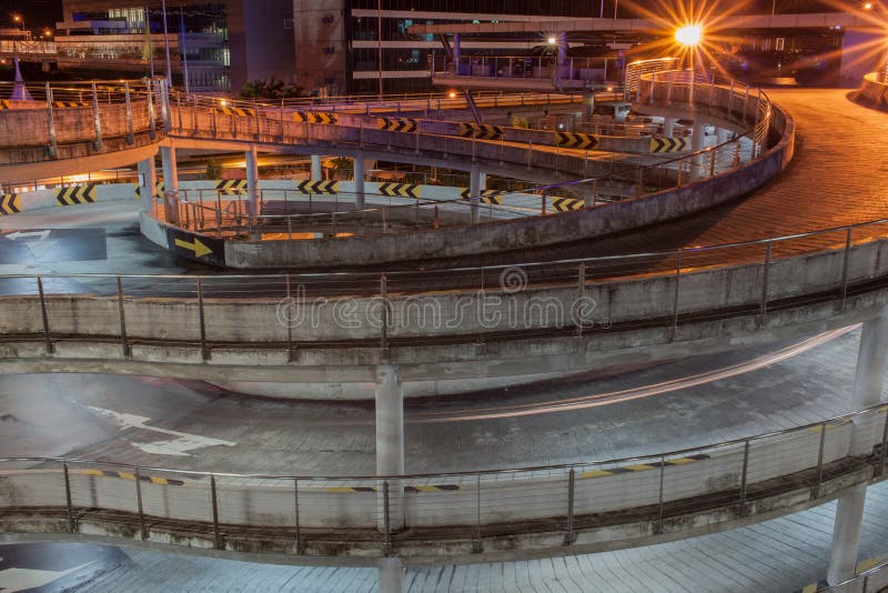 Circular Road in Parking Building Stock Photo - Image of night ...