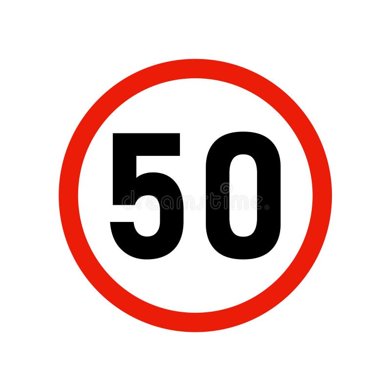 Circular Road Sign Indicating a Speed Limit of 50. Warning Road Sign ...