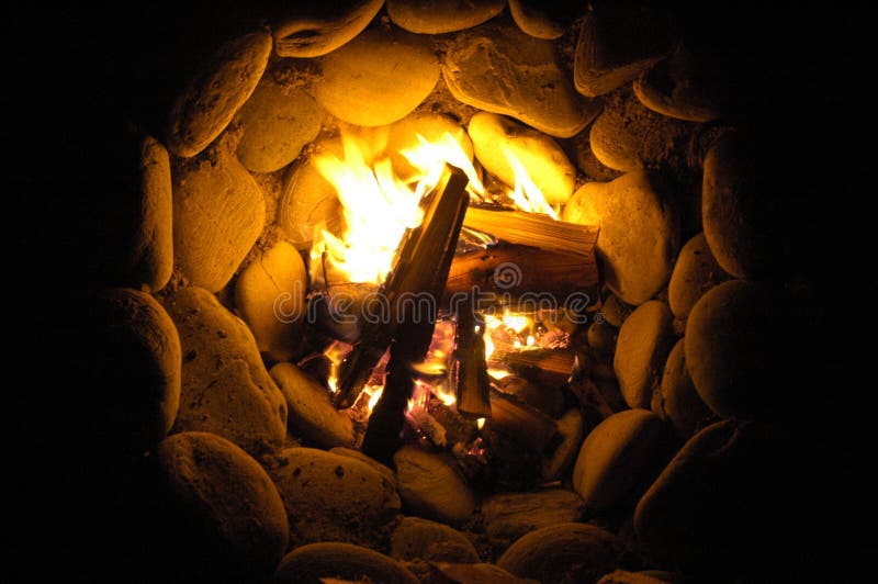 Circular Rock Pit Campfire at Night at Sombrio Beach Stock Image ...