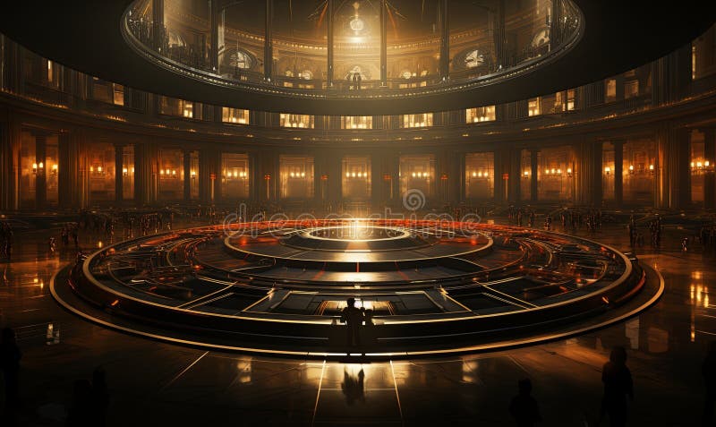 Circular Room with Circular Floor Stock Image - Image of design, large ...