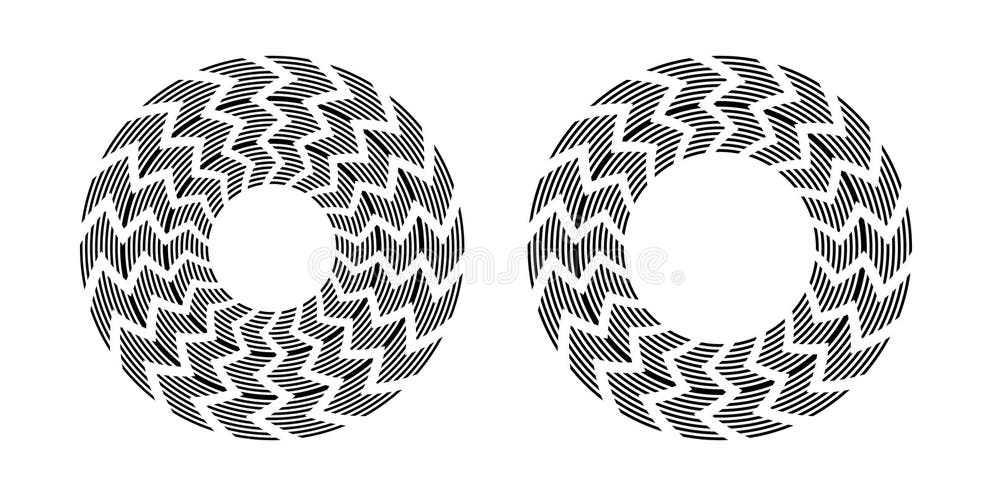 Circular Rotating Design Elements. Circle Striped Zigzag Patterns Stock Vector - Illustration of ...