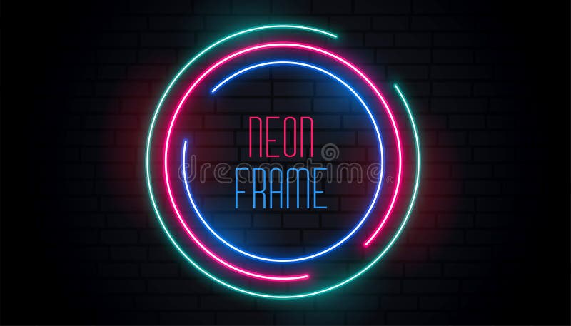 Circular Round Neon Frame Design Stock Vector - Illustration of party ...