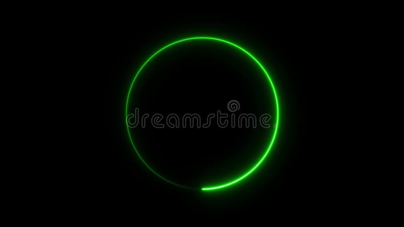 Circular Round Ring Neon Frame in Green. Looping Animation of Circle ...