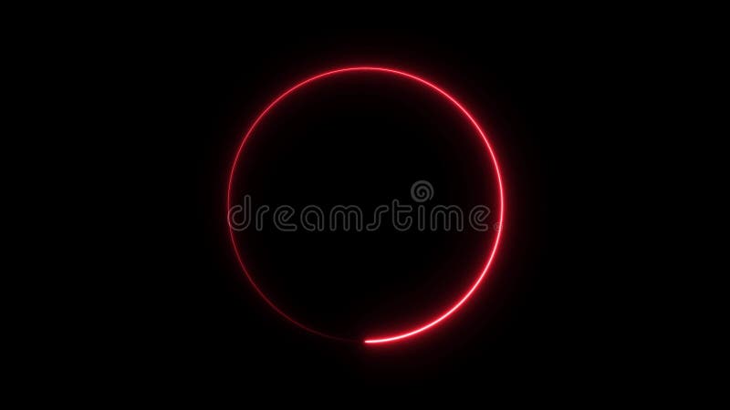 Circular Round Ring Neon Frame in Red. Looping Animation of Circle Line ...