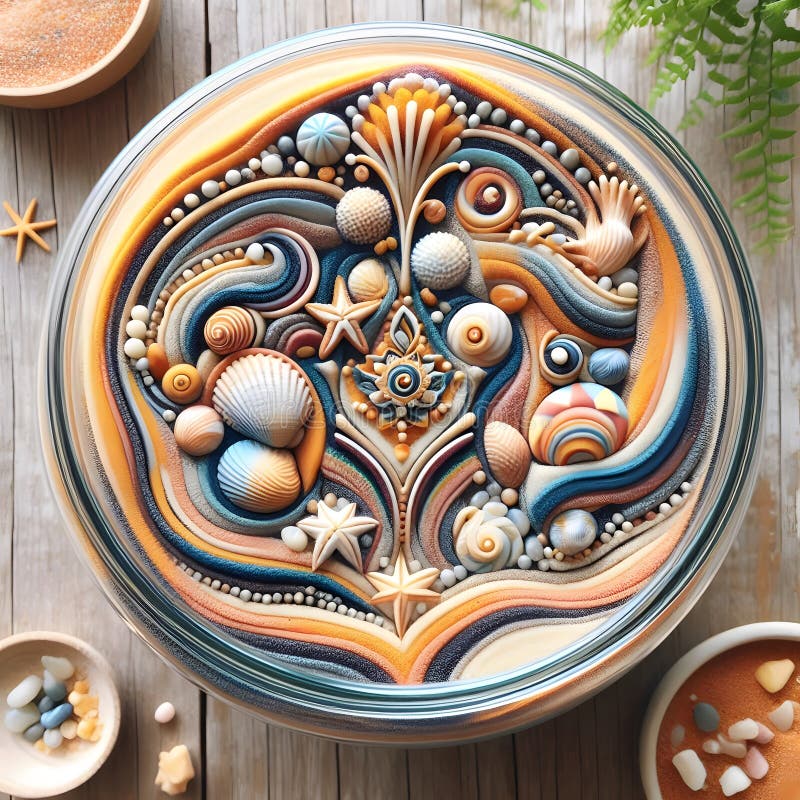 Circular Sand Art Mandala with Intricate Pattern Design Stock ...