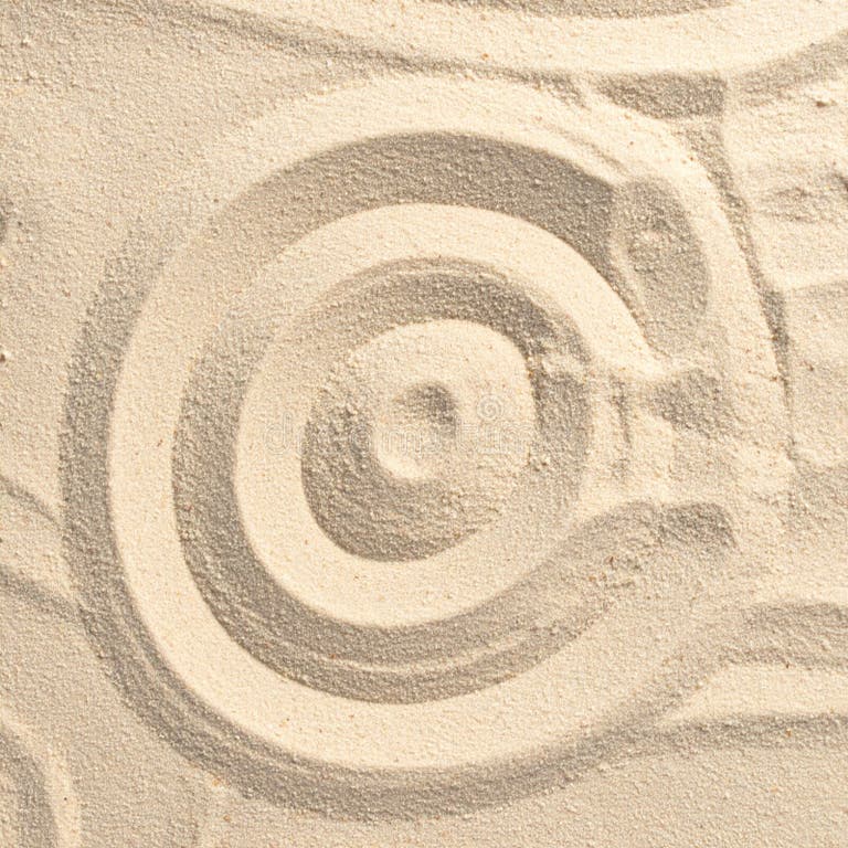 Circular Sand Patterns on a Beige Beach Close Up Texture Design Stock ...
