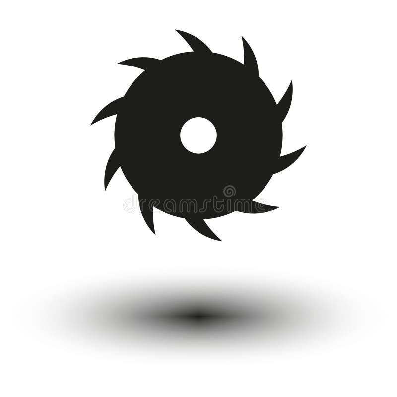 Circular Saw Blade. Black Silhouette Icon. Shadow Effect Below ...