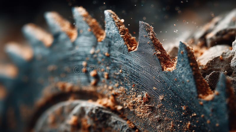 Circular Saw Blade Close-up with Flying Sawdust Particles Stock Image ...