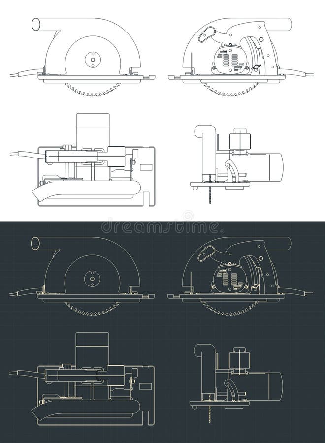 Circular saw blueprints stock vector. Illustration of vector - 308989375