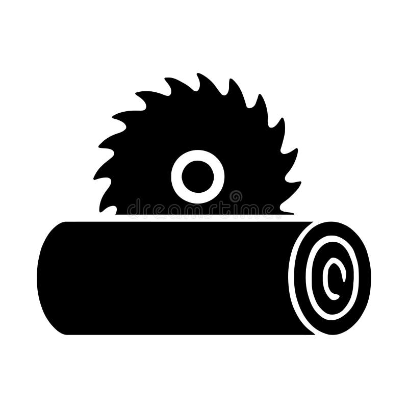 Circular Saw Cutting Log Representation of Woodworking, Carpentry, and ...