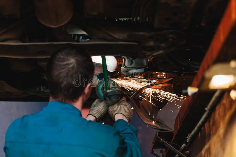 Circular Saw Cutting Steel With Split Fire Stock Photo - Image of dark ...
