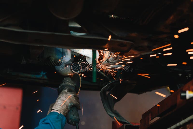 Circular Saw Cutting Steel with Split Fire Stock Photo - Image of ...