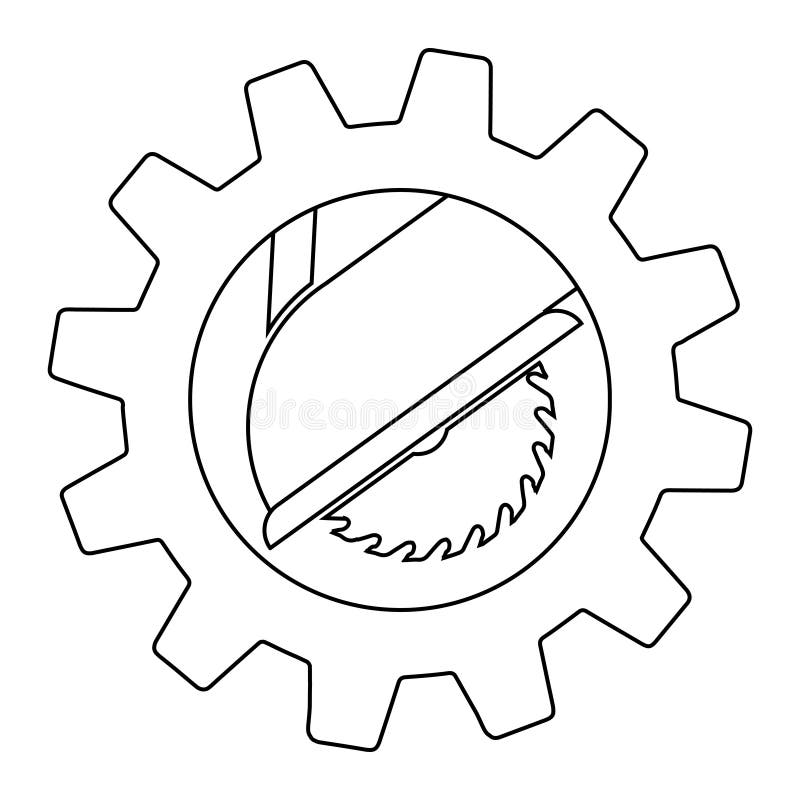 Circular Saw in Gear Simple Icon. from Working Tools, Construction and ...