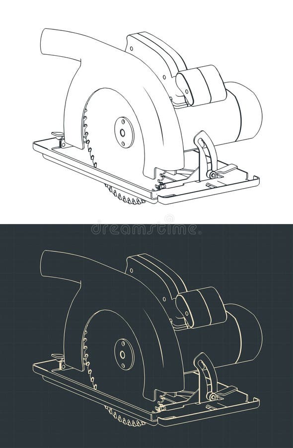 Circular Saw Isometric Blueprints Stock Vector - Illustration of power ...