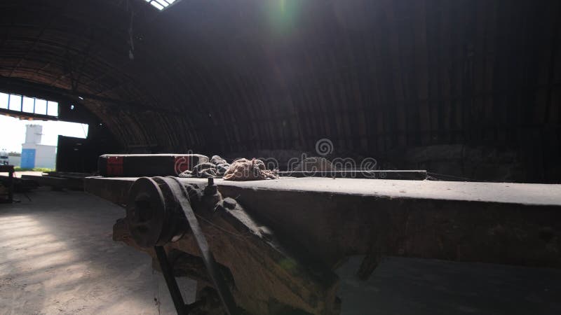 Circular Saw and Long Empty Workbench in Woodwork Shop Stock Video ...