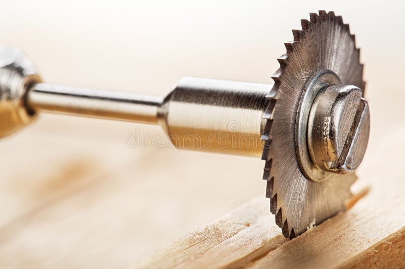 Circular Saw for Milling Machine Cutting Hole in Wooden Plank Stock ...