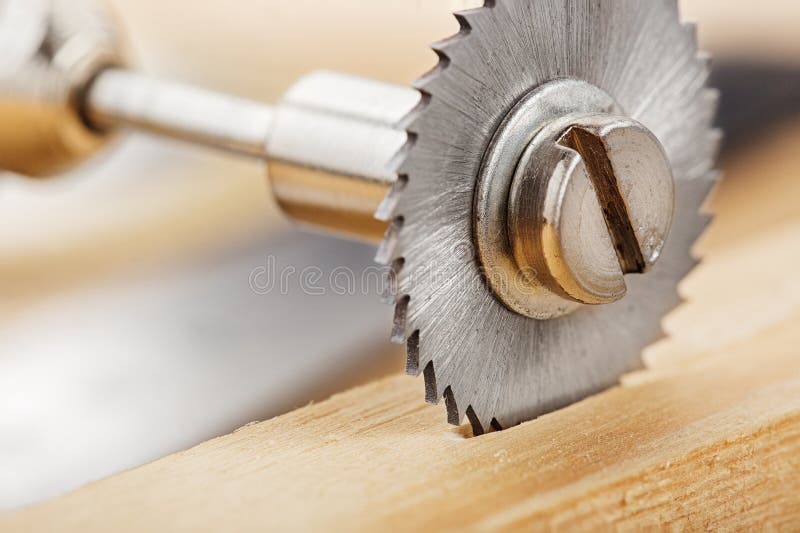 Circular Saw for Milling Machine Cutting Hole in Wooden Plank Stock ...