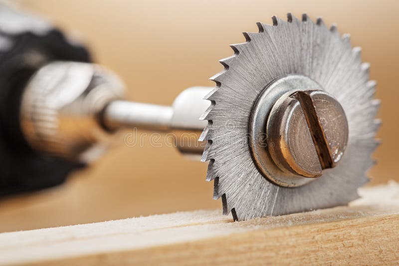 Circular Saw for Milling Machine Cutting Hole in Wooden Plank Stock ...