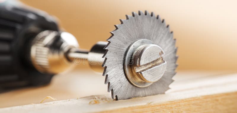 Circular Saw for Milling Machine Cutting Hole in Wooden Plank Stock ...