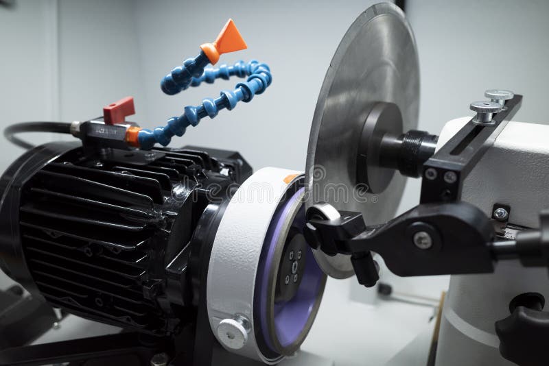 Circular Saw Production by High Precision Grinding Process Stock Photo ...