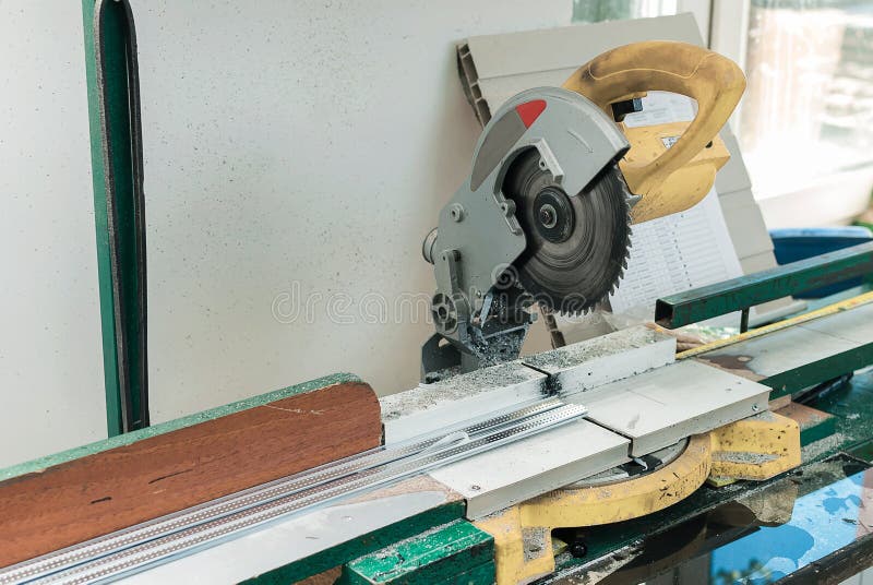 Circular Saw for PVC Windows and Doors Manufacturing Stock Photo ...