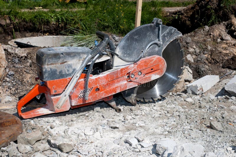Stone Cutting Work with Saw Stock Image - Image of machinery, hand ...