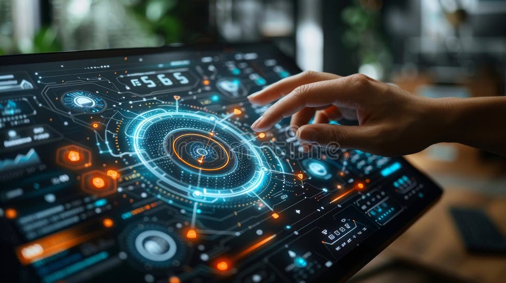 On a Circular Screen, a User Touches a Button that Invokes a Smart Home ...