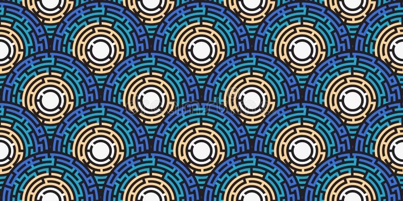 Circular Seamless Pattern of Colored Labyrinth Stock Vector ...