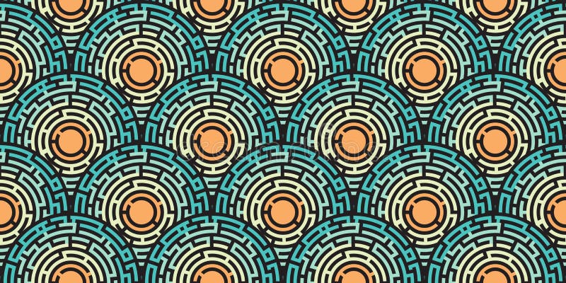 Circular Seamless Pattern of Colored Labyrinth, BIG SET, Flat. Stock ...