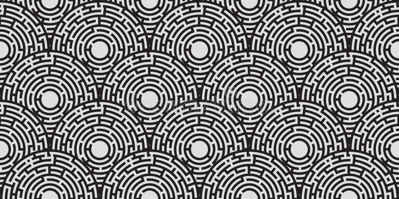Circular Seamless Pattern of Colored Labyrinth, BIG SET, Flat. Stock ...