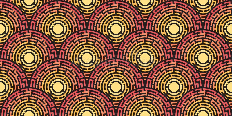 Circular Seamless Pattern of Colored Labyrinth Stock Vector ...
