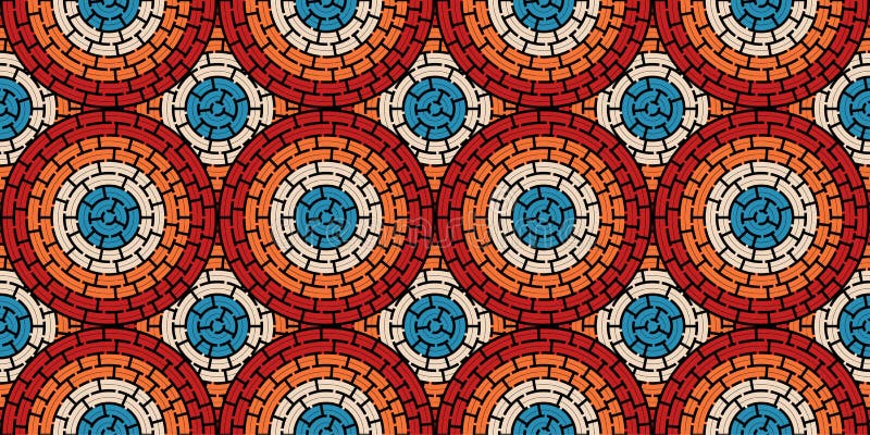Circular Seamless Pattern of Colored Labyrinth, BIG SET, Flat. Stock ...