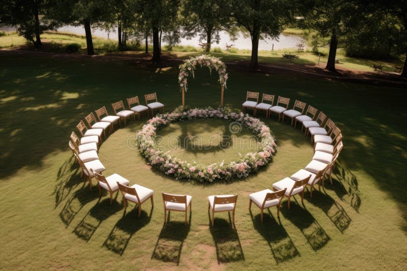 Circular Seating Arrangement for an Outdoor Wedding Stock Photo - Image ...