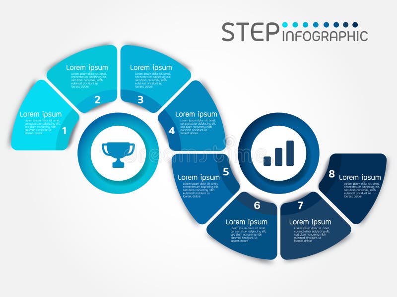 Circular Shape Elements of Graph,diagram with Steps,options,processes ...