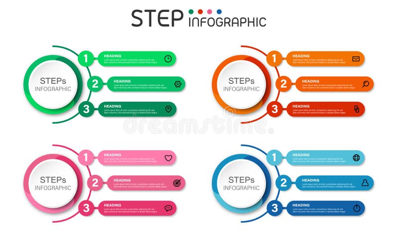 Milestone Workflow Map Layout with Four Step Plan Stock Illustration ...