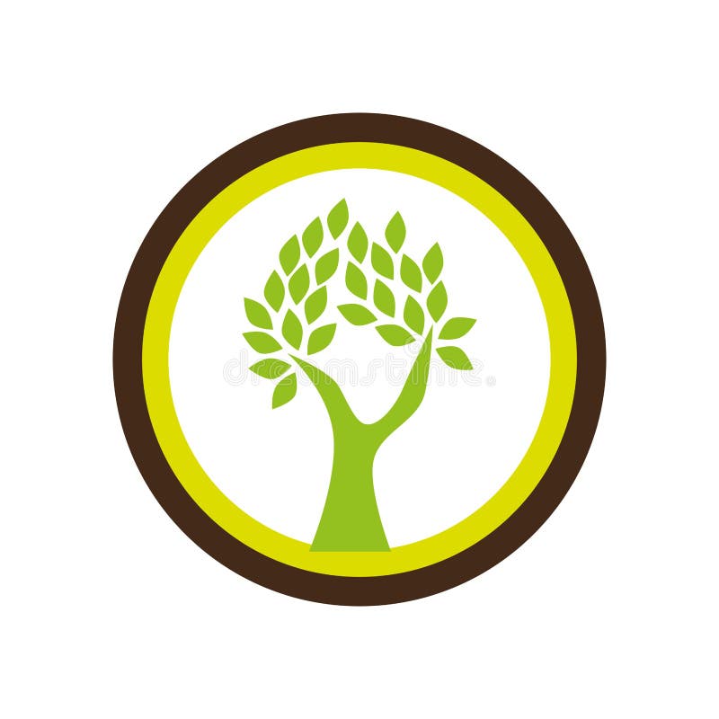 Circular Shape Emblem with Abstract Tree Stock Vector - Illustration of ...