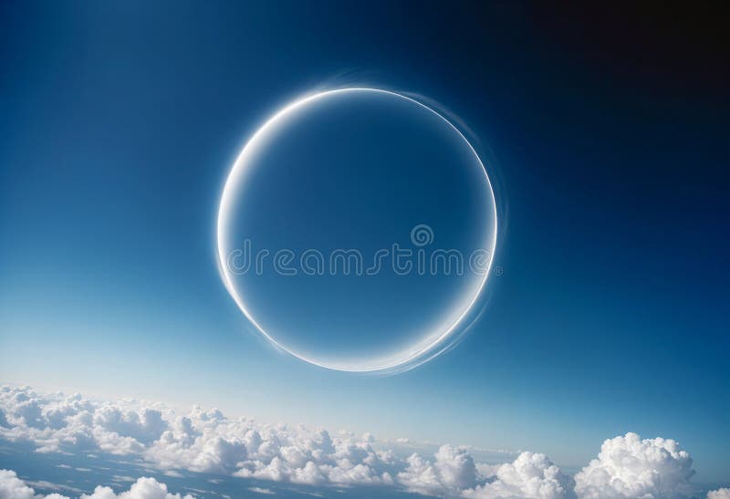 A Circular Shape is Seen in the Blue Sky with Fluffy Clouds Stock ...