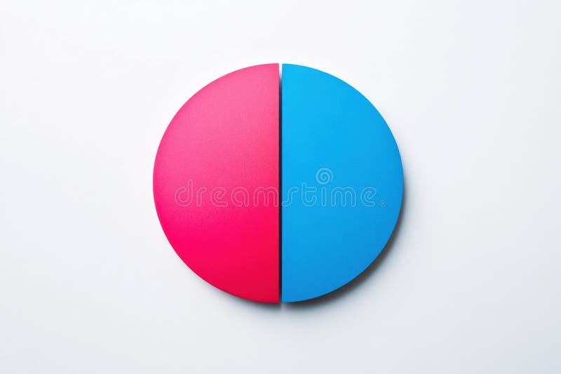 Colorful Circular Shape Divided into Pink and Blue Halves Placed on a ...