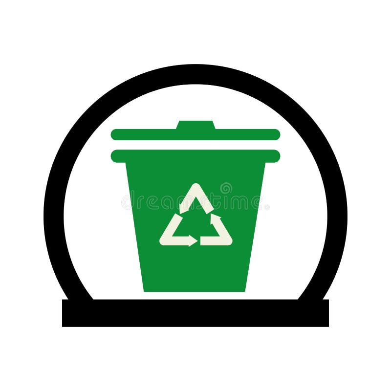 Circular Shape with Trash Container with Recycle Logo Stock Vector ...