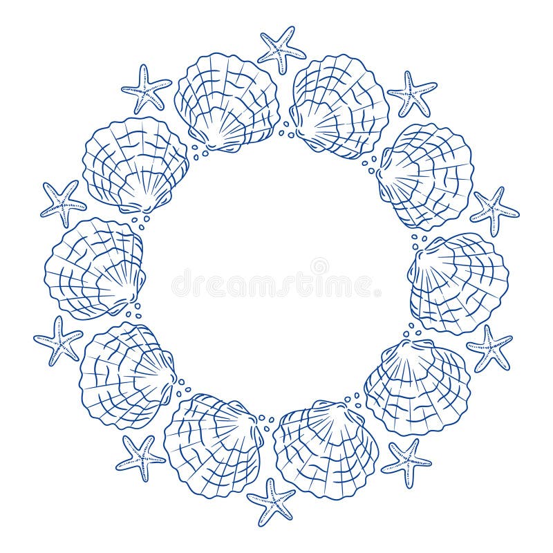 Circular Shell and Starfish Design Perfect for Ocean-themed Decoration ...