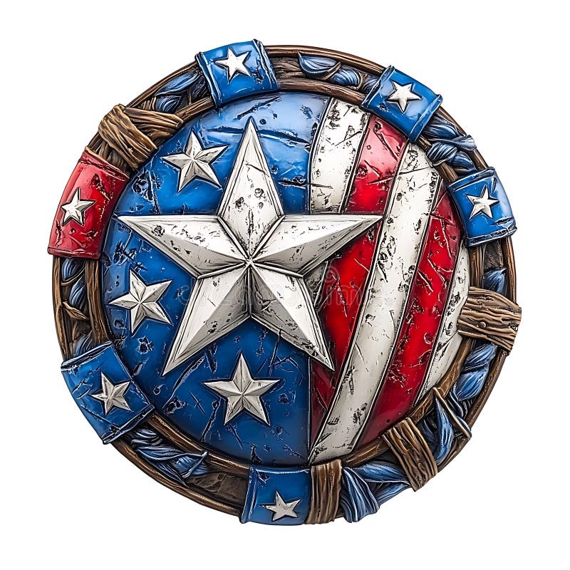 Circular Shield with Star Pattern and Iconic Design Stock Illustration ...
